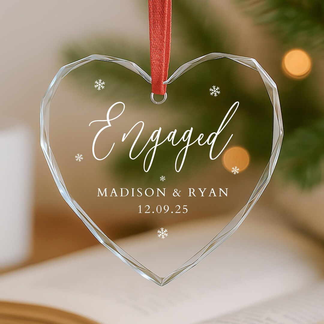 Christmas Engaged Ornament, Personalized Engagement Ornament, Newly ...