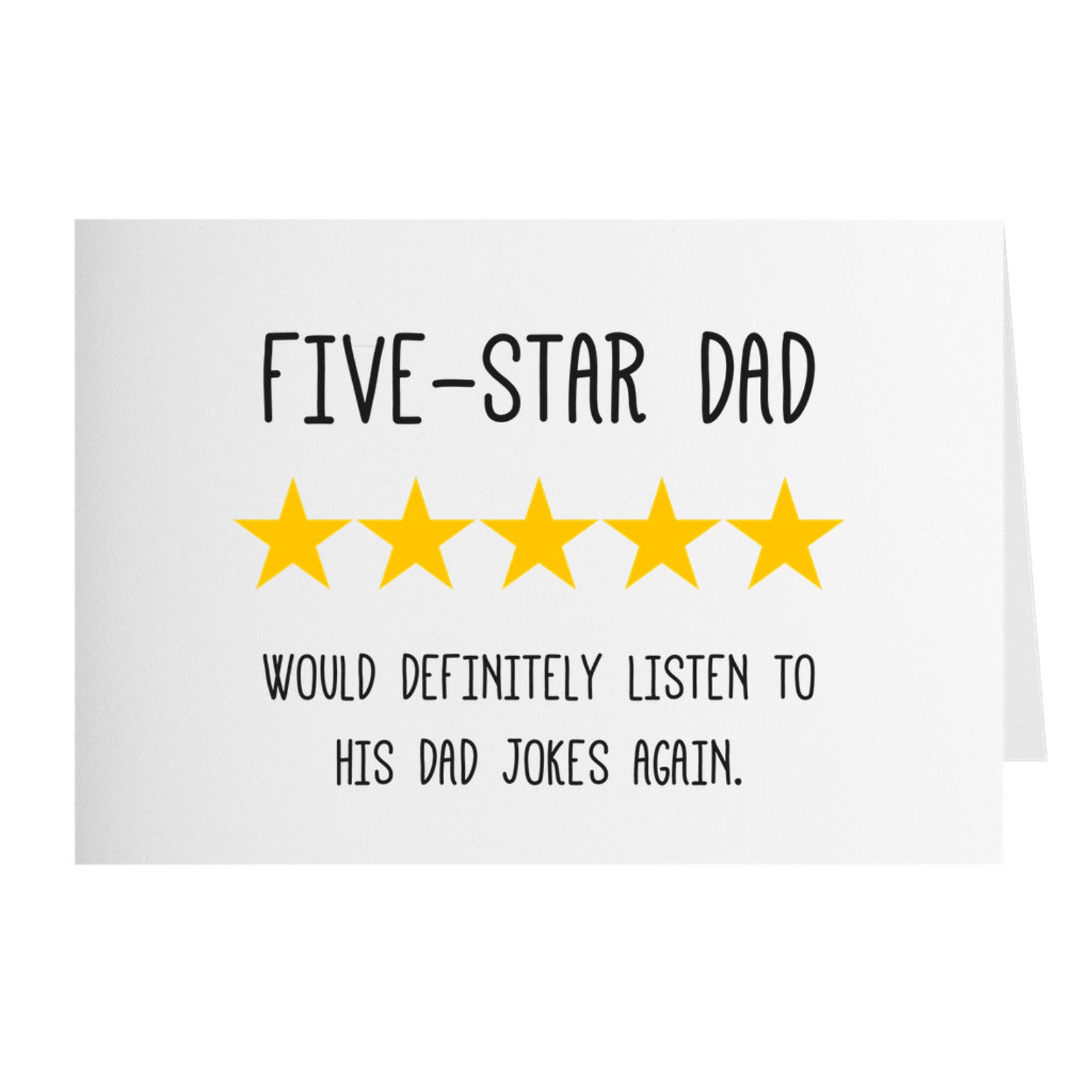 Five-star Dad Card, Funny Fathers Day Card, Dad Jokes Card, Sarcastic ...
