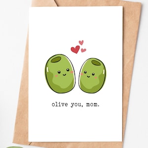 Olive You Mom Card, Mothers Day Card for Mom, Mom Birthday Card ...