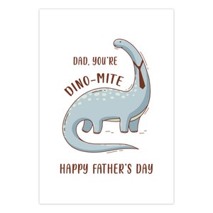 Dino-mite Pun Card for Dad, Funny Fathers Day Card From Daughter ...