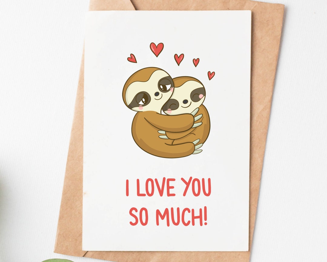 Sloth Valentines Day Card for Him Her, Funny Sloth Lover Valentines ...