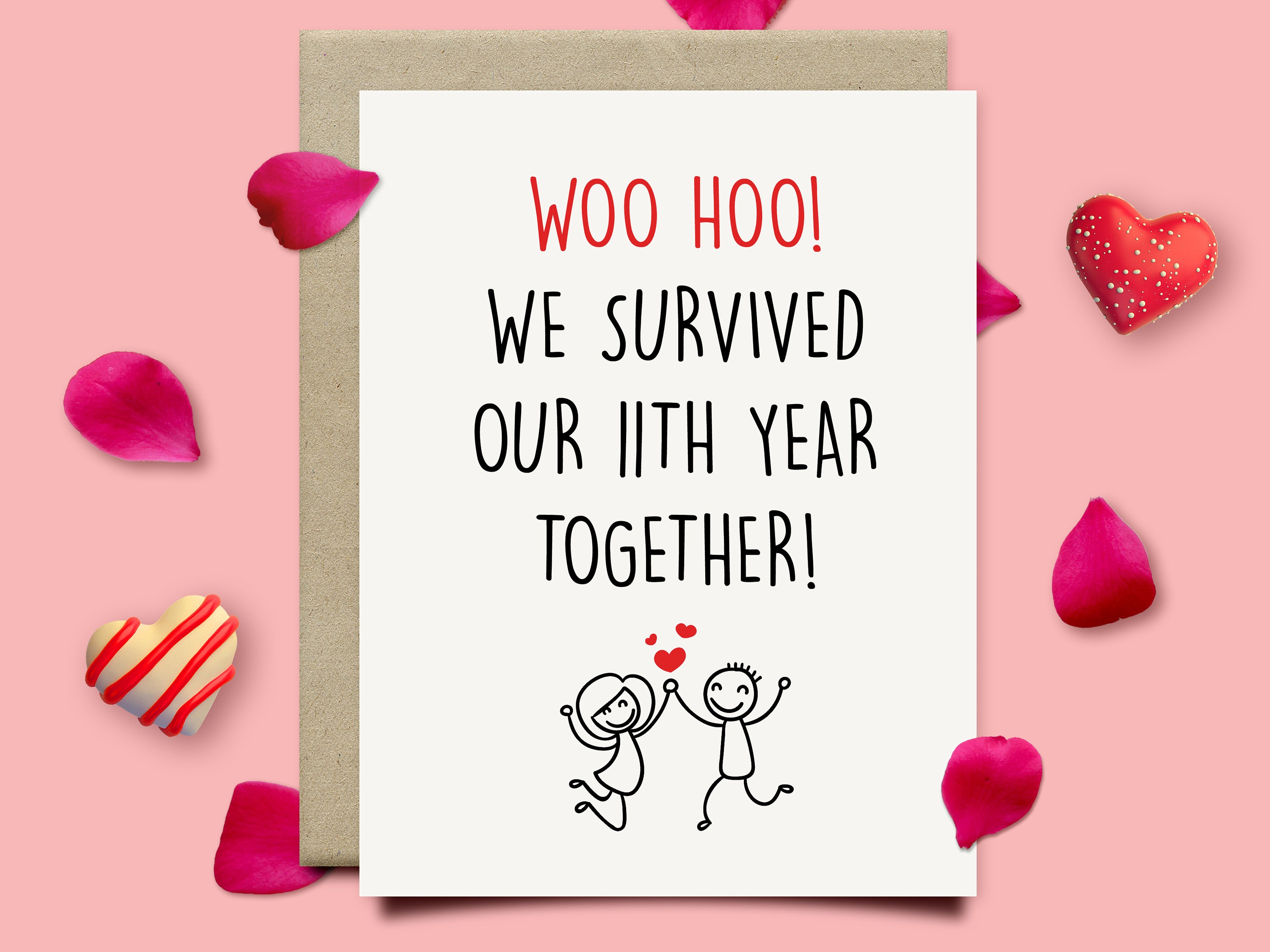 Funny 11 Year Anniversary Card 11th Wedding Anniversary Card 