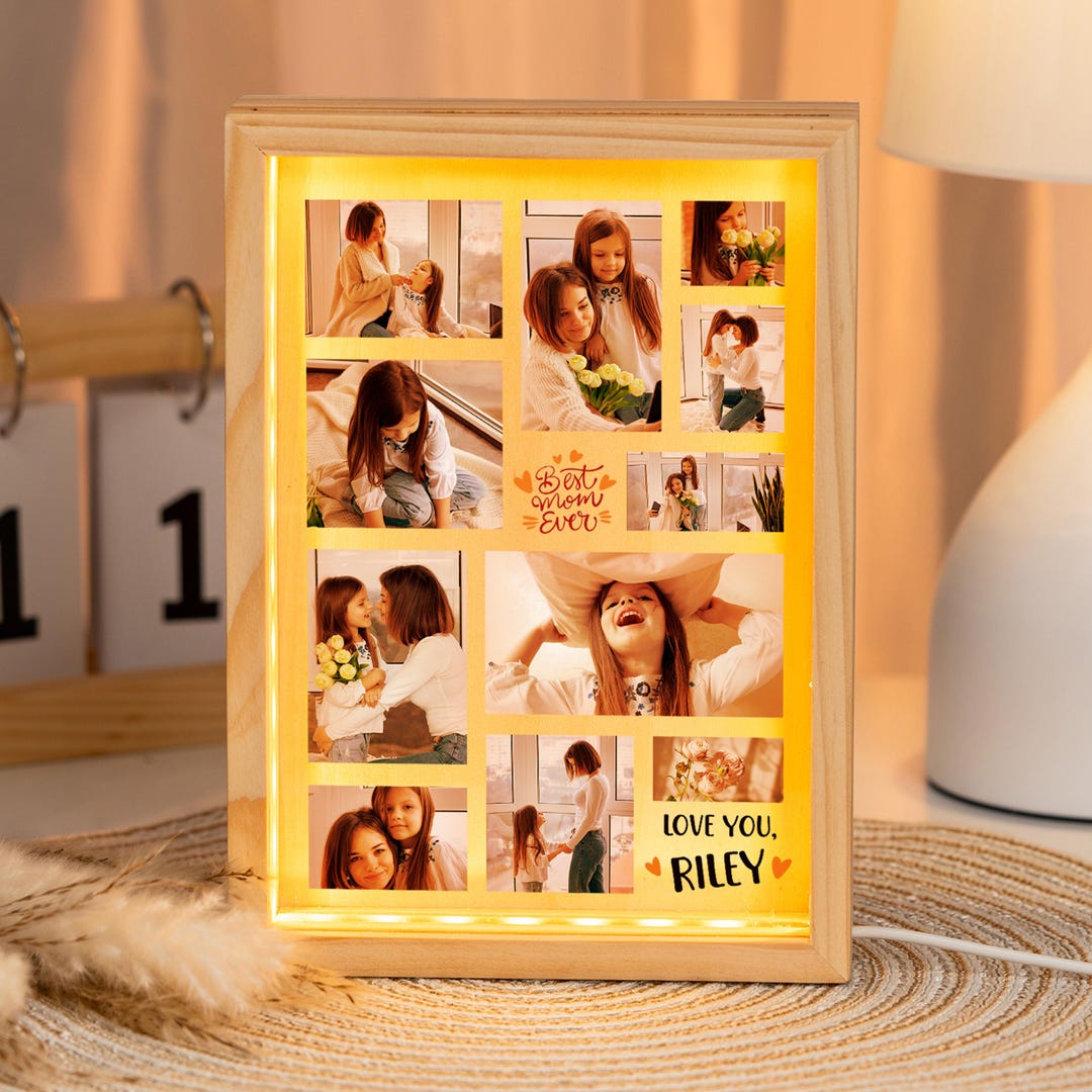 Mom Photo Collage Night Light, Personalized Mothers Day Gift, Custom ...