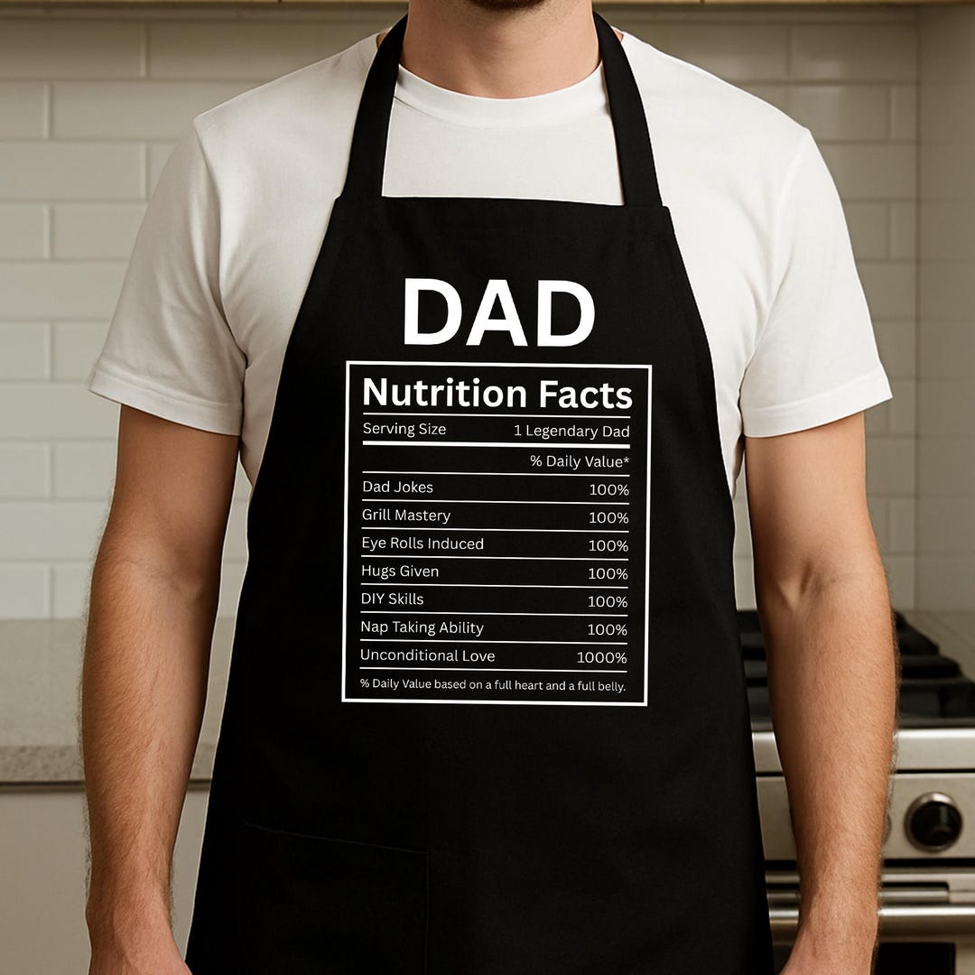 Dad Nutrition Facts Apron, Grill Dad Apron, Funny Fathers Day Gift for ...