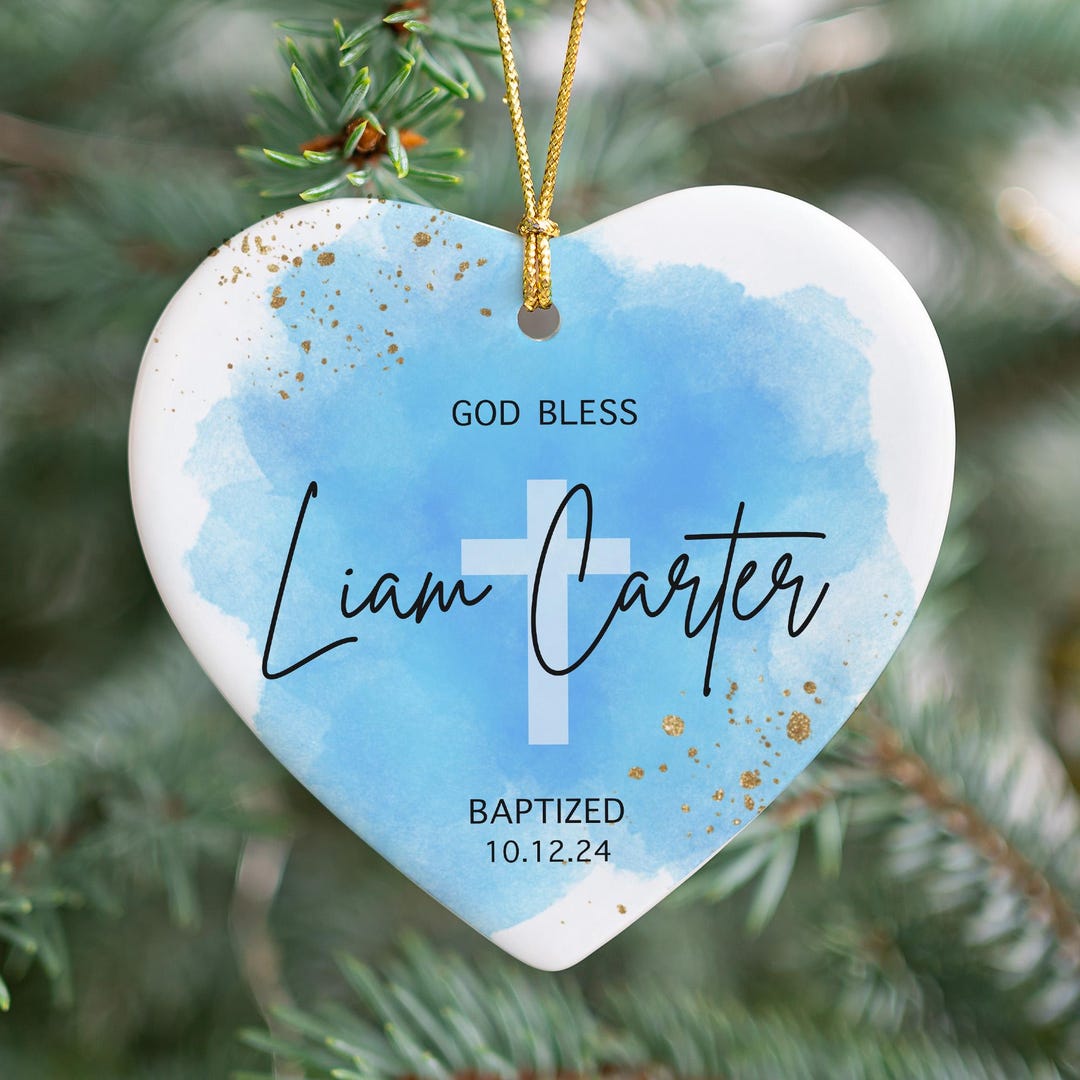 Custom Baptism Gift, God Bless Baby Boy Ornament, Christmas Ornament ...