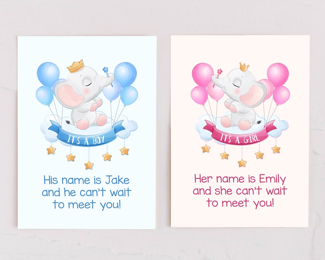 Personalized Gender Reveal Card, Baby Announcement Card, Pregnancy ...
