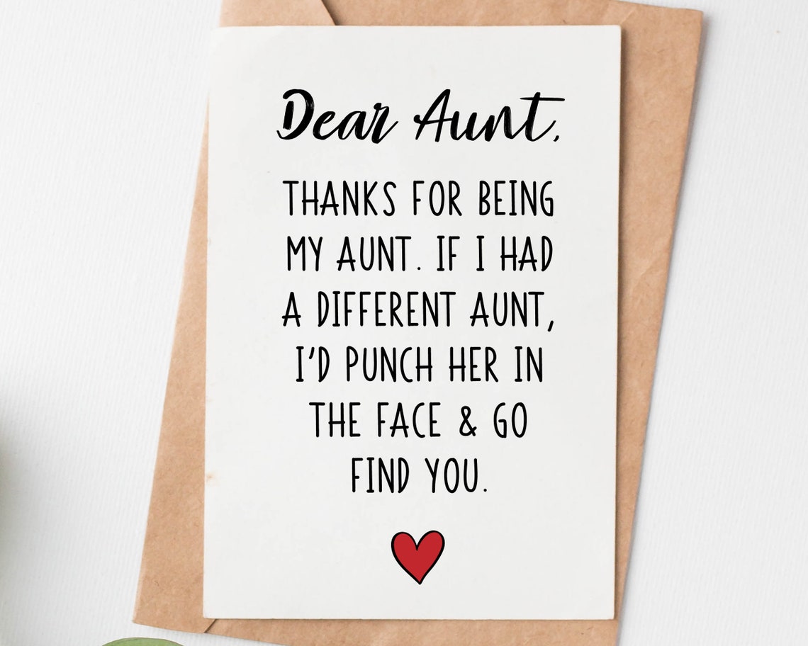 Funny Birthday Card for Aunt, Aunt Birthday Card, Best Aunt Gift, Aunt ...