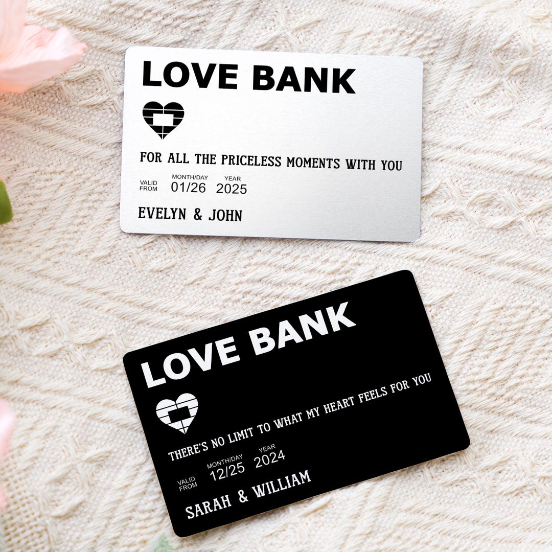 Love Bank Wallet Insert Card, Personalized Valentines Day Gift for Him ...