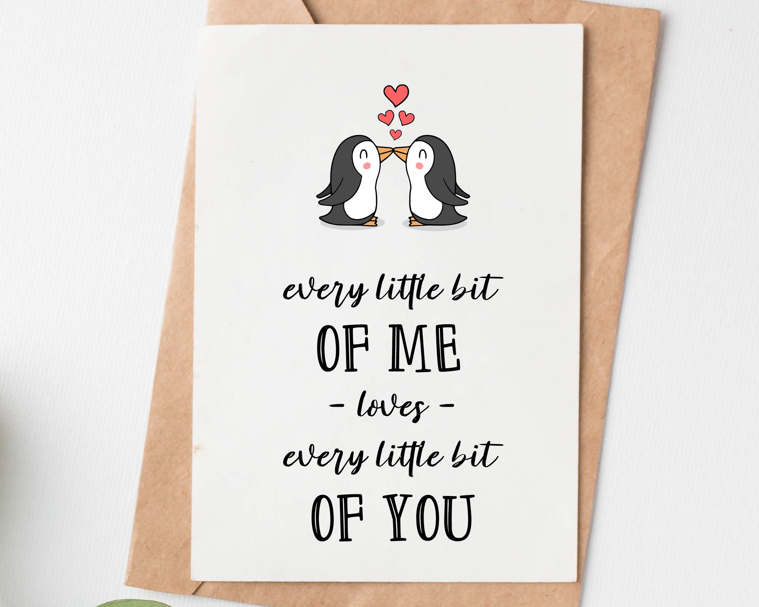 Cute Penguin Valentines Card For Him Or Her Valentines Day | Etsy