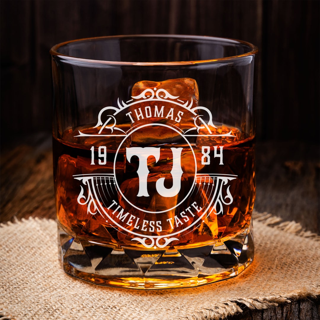 Personalized 40th Birthday Gift for Men, Custom Monogram Whiskey Glass ...