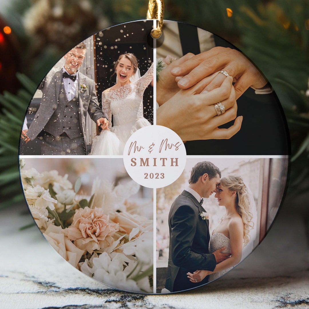 Custom Wedding Ornament, Couples Photo Collage Ornament, Personalized ...