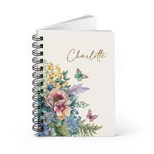 Personalized Spiral Notebook, Custom Name Journal, Floral Diary ...