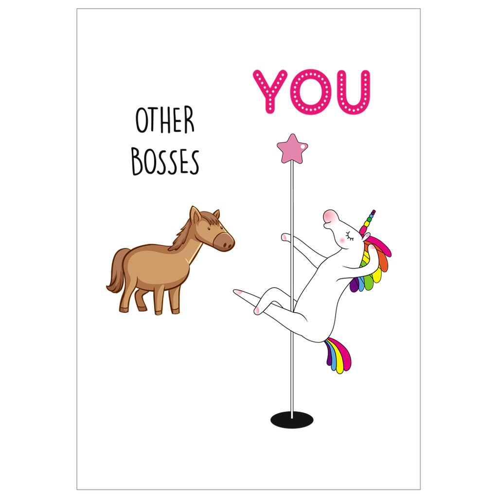 Funny Unicorn Boss Birthday Card, Boss Lady Christmas Card, Greeting ...