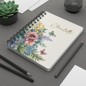 Personalized Spiral Notebook, Custom Name Journal, Floral Diary ...