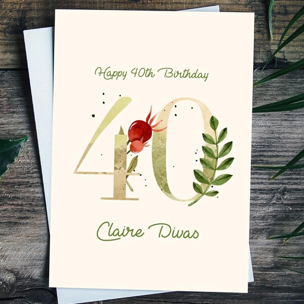 40th Birthday Card Flowers - Etsy