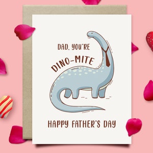 Dino-mite Pun Card for Dad, Funny Fathers Day Card From Daughter ...