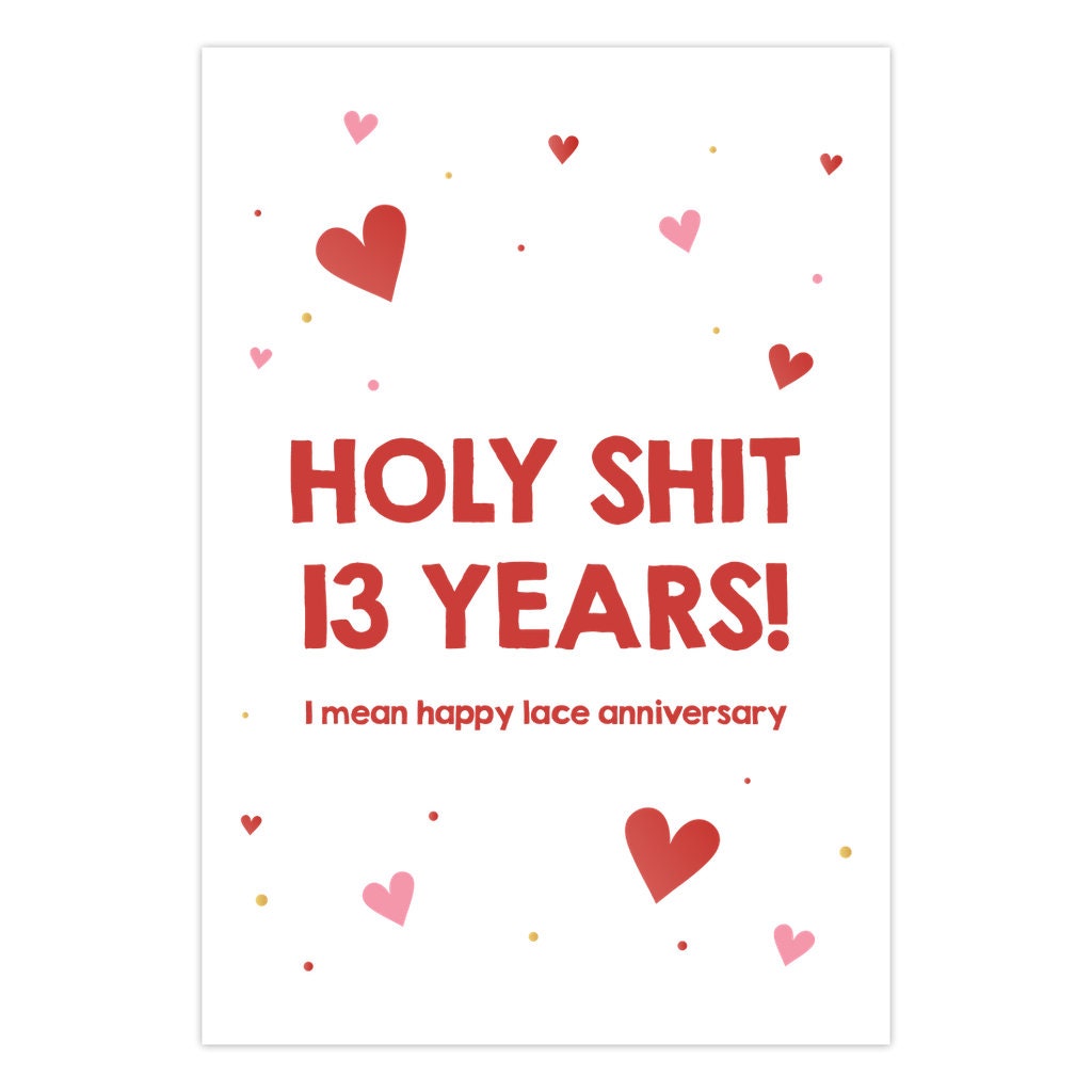 13 Years Anniversary Card Happy Lace Anniversary Card 13th - Etsy