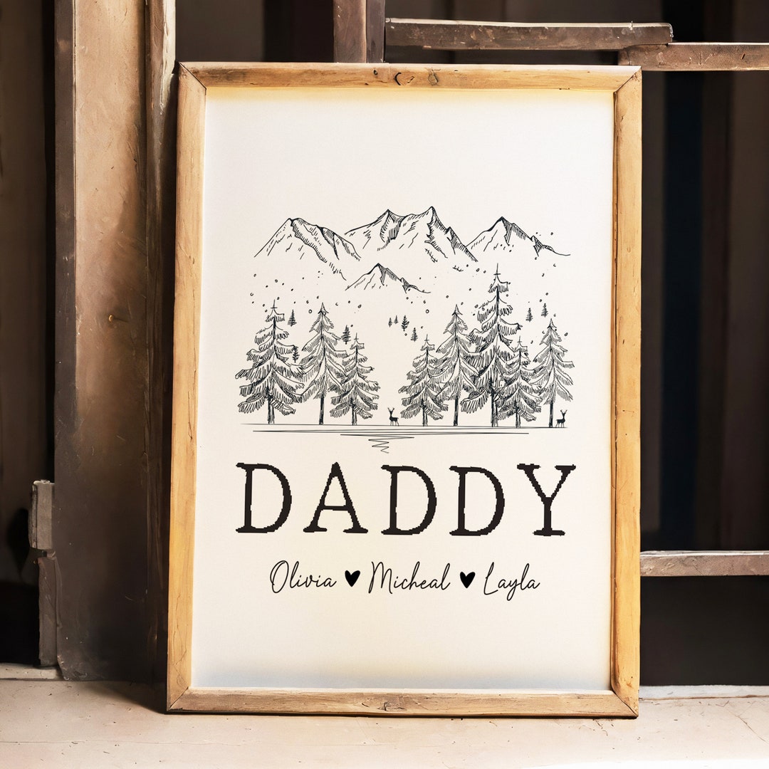 Daddy Custom Poster, Hiking Camping Adventure Dad Print, Personalized ...