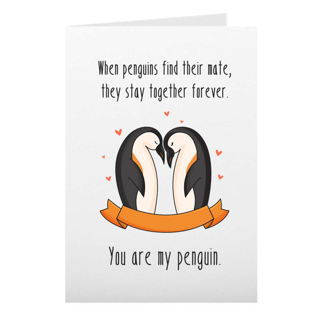 Penguin Romantic Valentines Day Card Valentines Day Gift for - Etsy