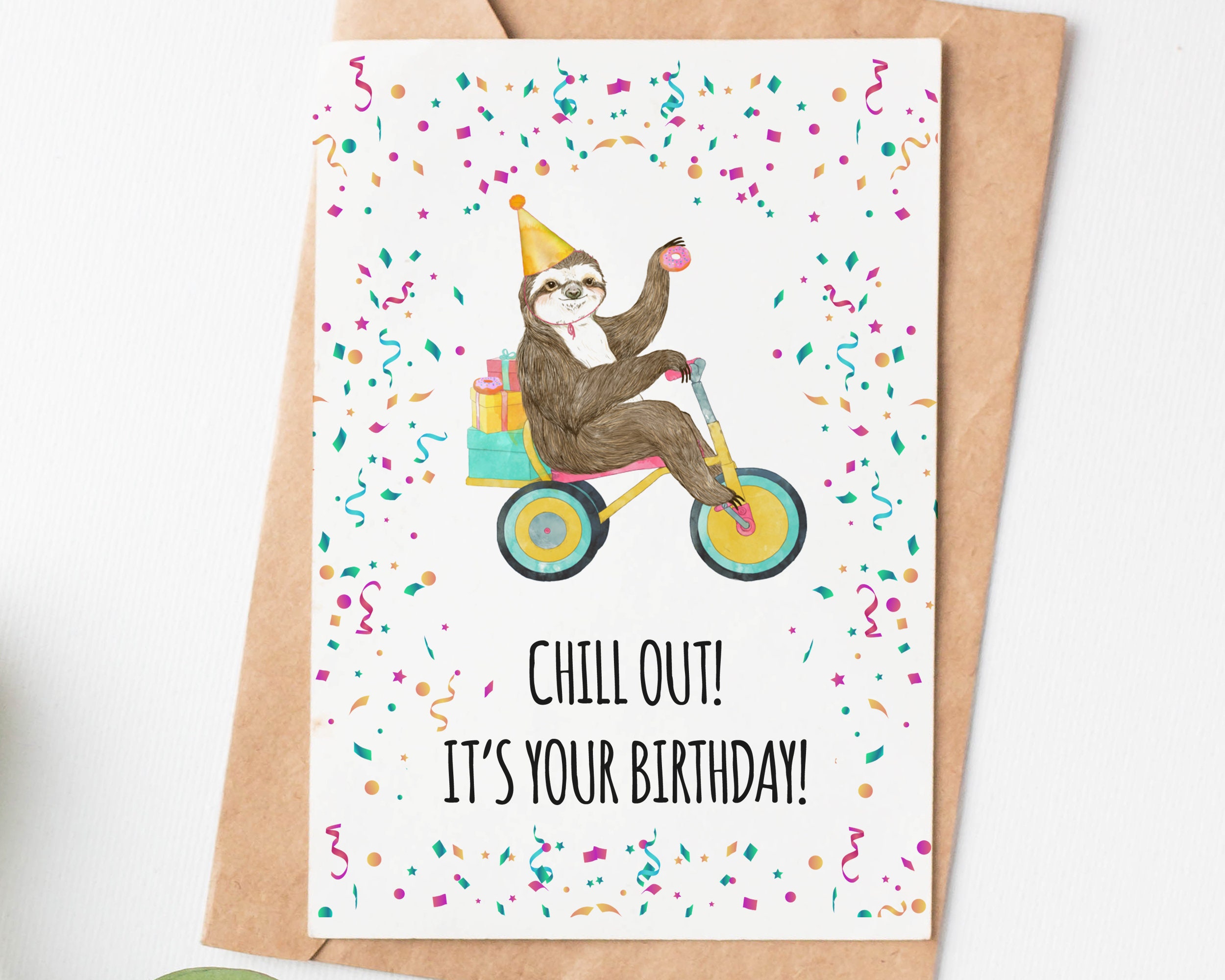 Funny Sloth Birthday Card Happy Birthday Card for Sister - Etsy