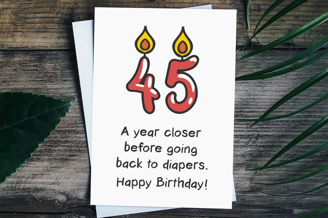 45th Birthday Card Funny 45th Birthday Gifts For Women Men | Etsy