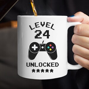 24th Birthday Gift for Him Her, Level 24 Unlocked Funny Gaming Mug ...