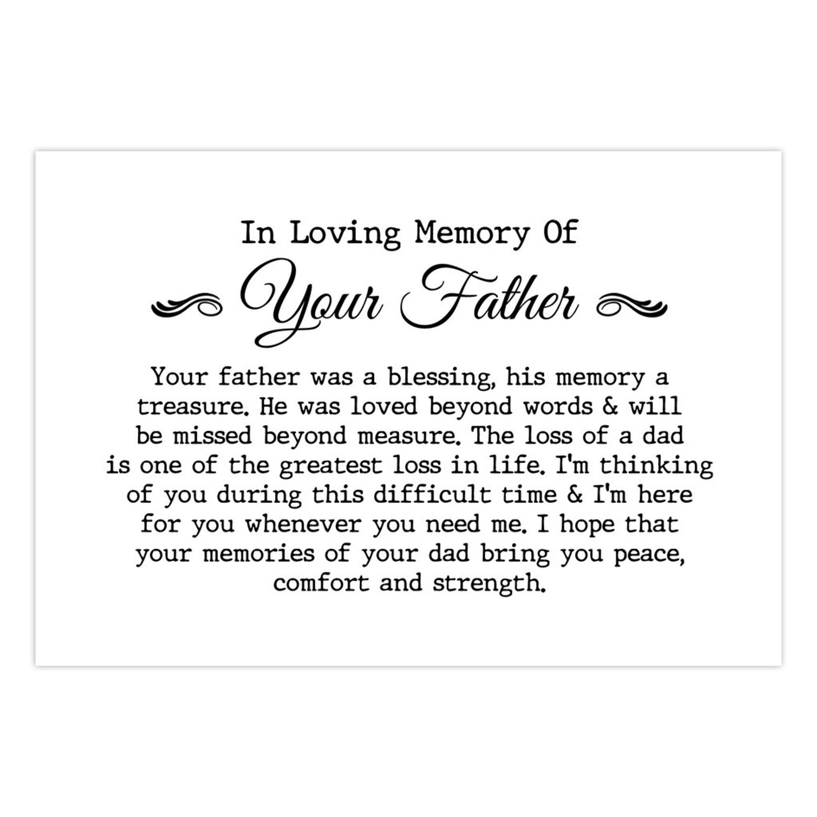 Loss Of Father Sympathy Card In Loving Memory Of Your Father Etsy