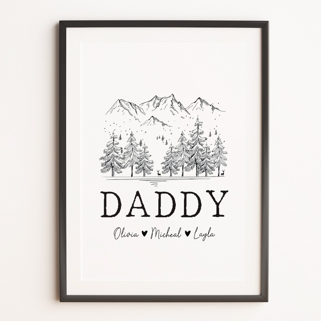 Daddy Custom Poster, Hiking Camping Adventure Dad Print, Personalized ...