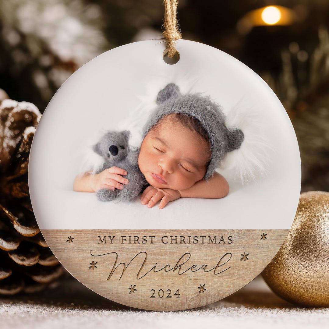 Custom Baby Photo Ornament, Personalized Baby’s First Christmas ...