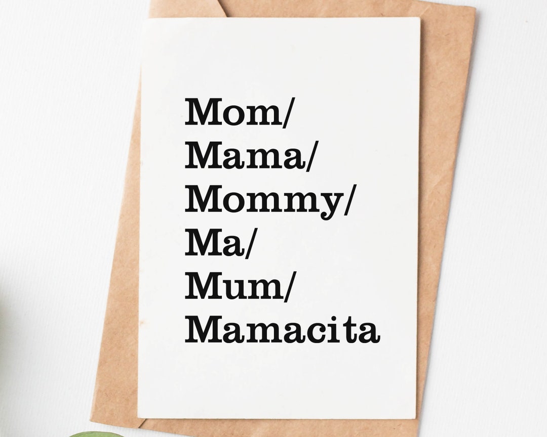 Mom Mama Mommy Ma Mum Mamacita Card, Mothers Day Card for Mom, Mom ...
