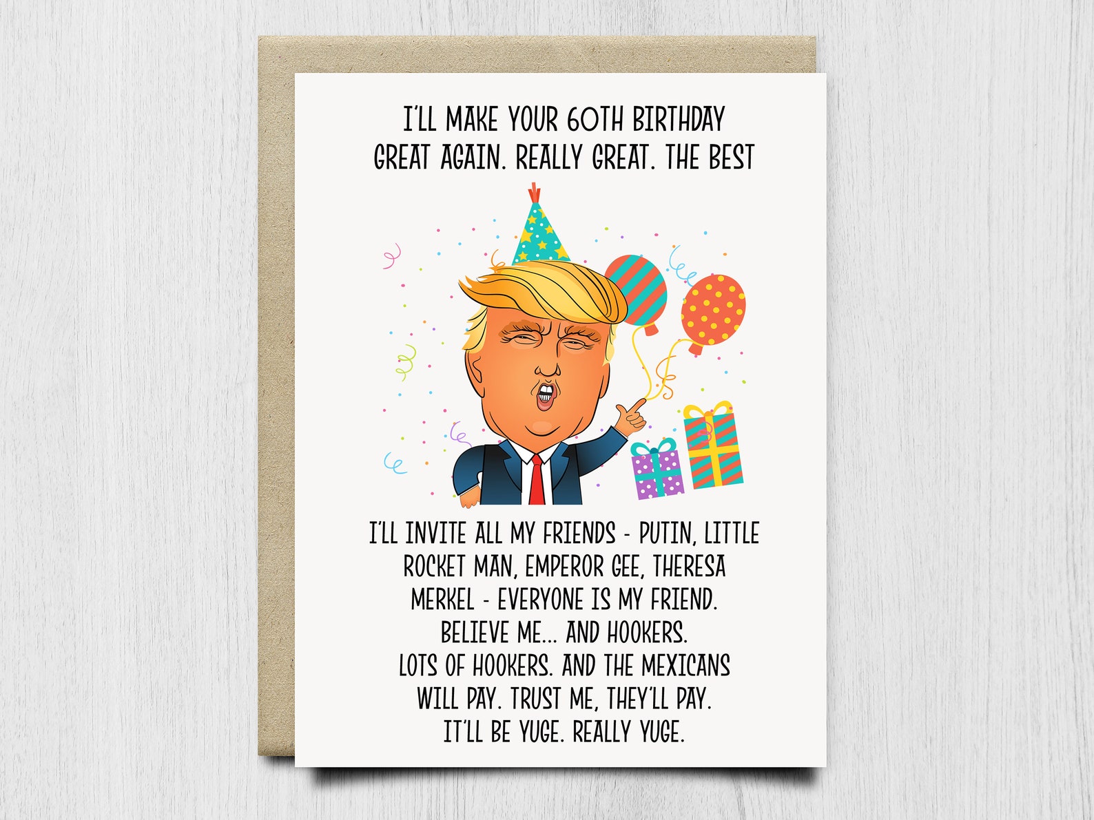 Rude 60th Birthday Card, Funny Trump Birthday Card for Mom, Dad, Aunt ...