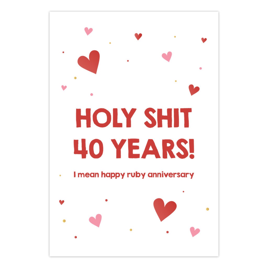 40 Years Anniversary Card Happy Ruby Anniversary Card 40th - Etsy