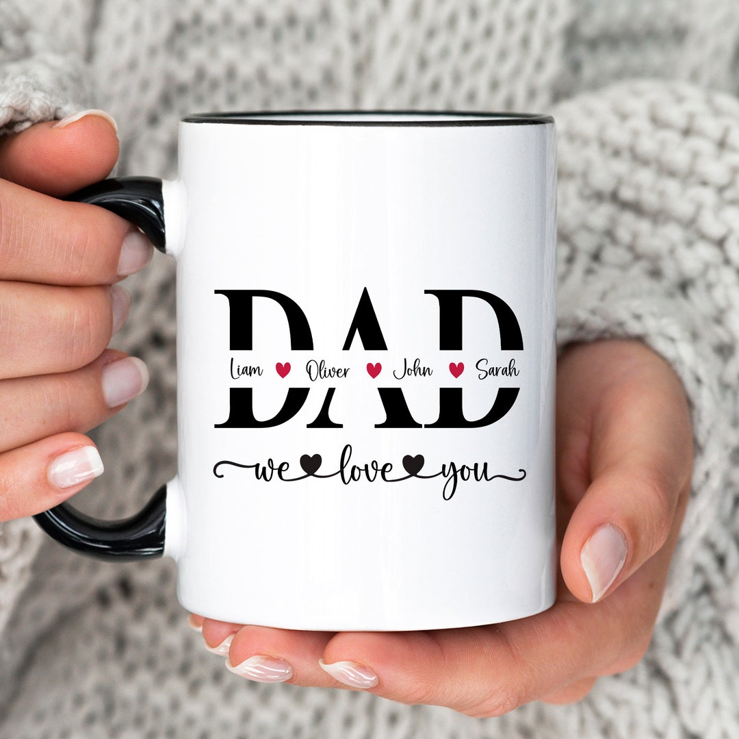 Custom Dad Mug, Kids Name Mug, Personalized Fathers Day Gift for Dad ...