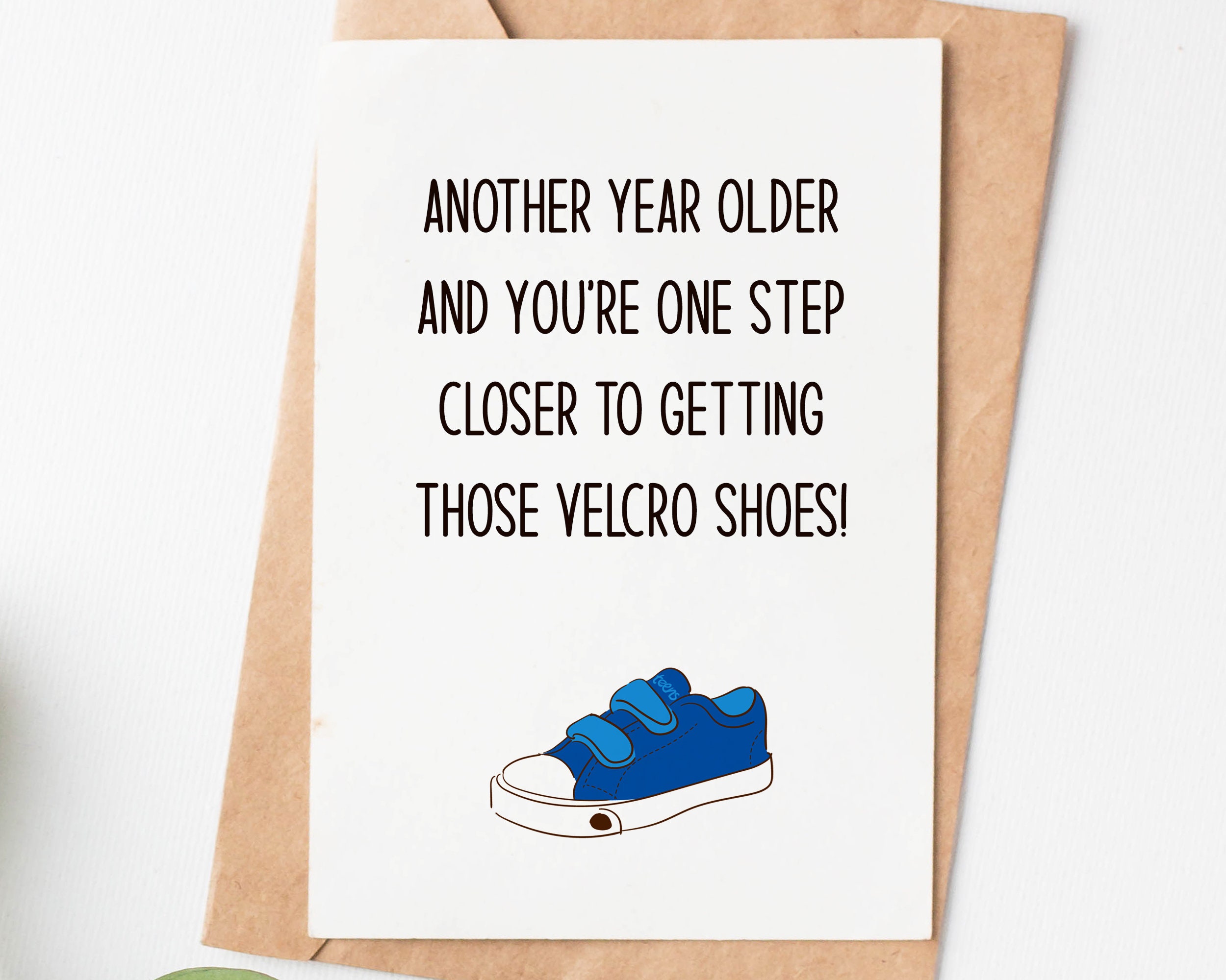 Old Age Joke Birthday Card Velcro Shoes Funny Birthday Card - Etsy