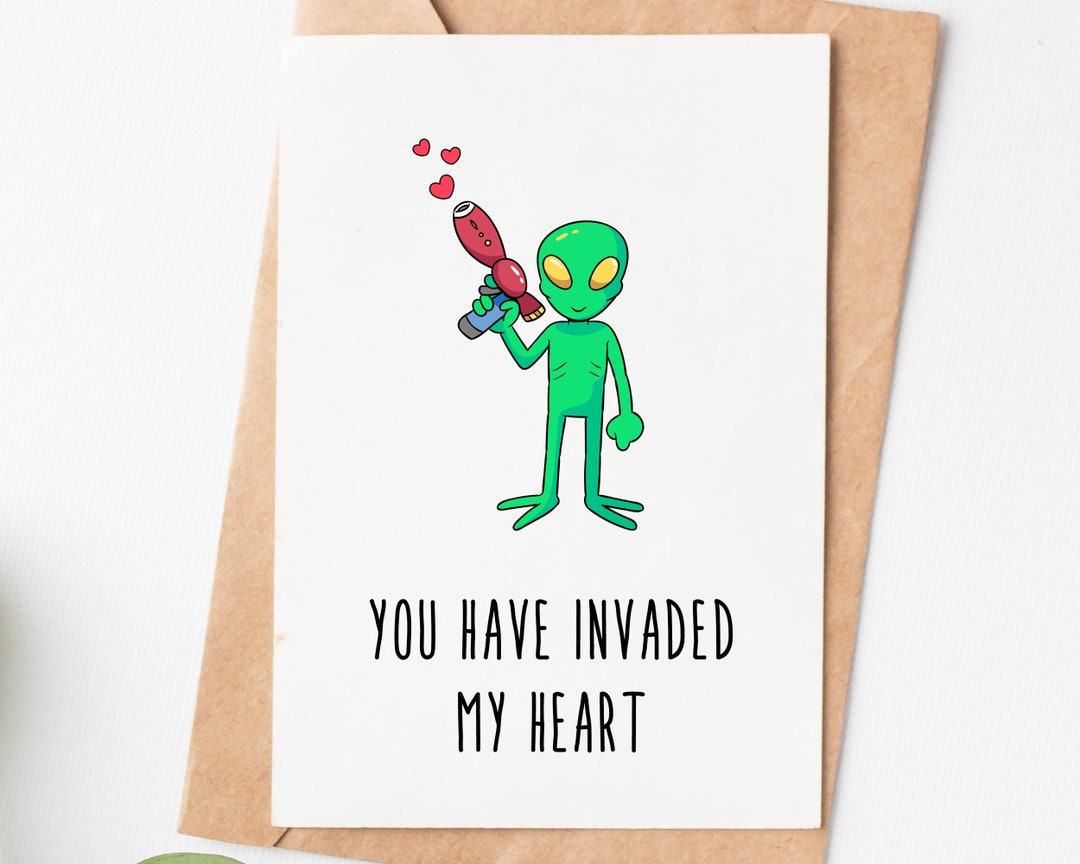 Funny Alien Valentines Day Card for Him, Valentines Gift for Husband ...
