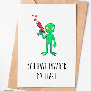 Funny Alien Valentines Day Card for Him, Valentines Gift for Husband ...