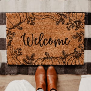 Pumpkin Welcome Mat, Fall Doormat, Halloween Home Decor, Fall ...