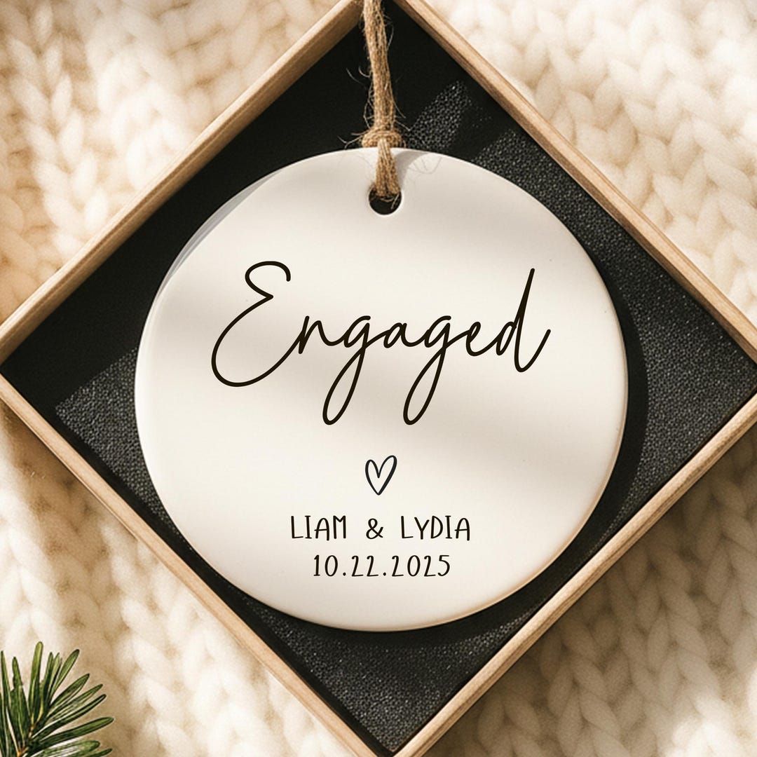 Personalized Engaged Ornament, Custom Engagement Christmas Bauble ...