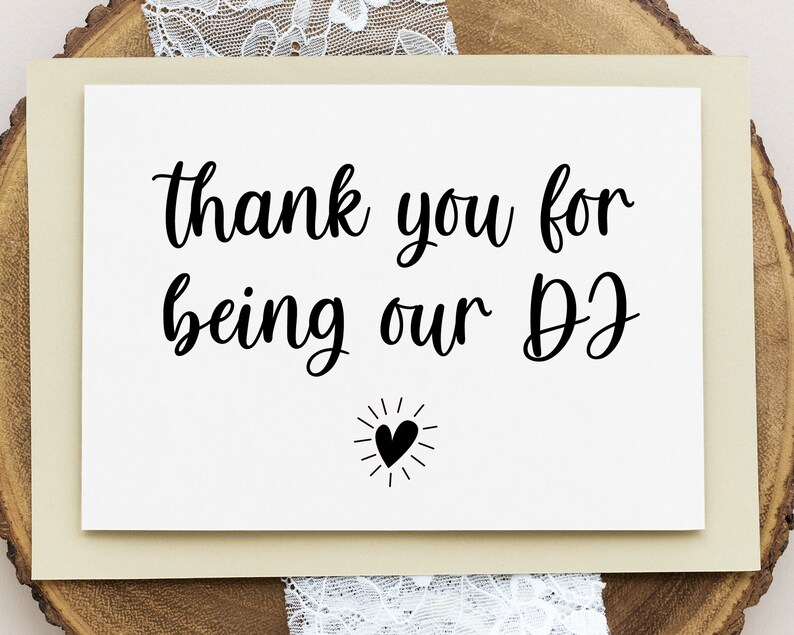 Wedding Dj Thank You Card Thank You For Being Our Dj Wedding | Etsy