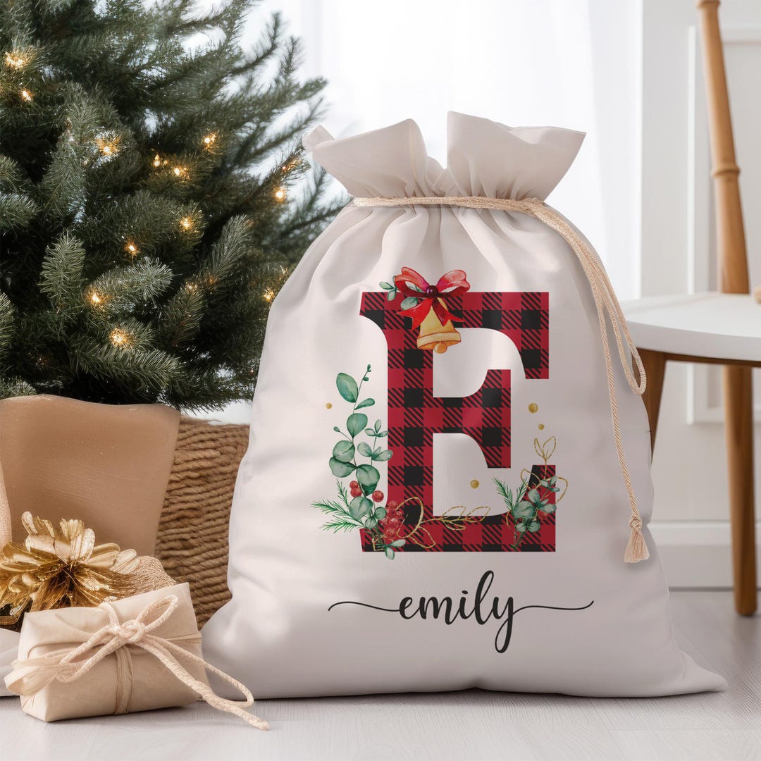 Custom Initial Santa Sack, Personalized Christmas Gift Bag, Monogram ...
