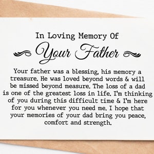 Loss of Father Sympathy Card, in Loving Memory of Your Father ...