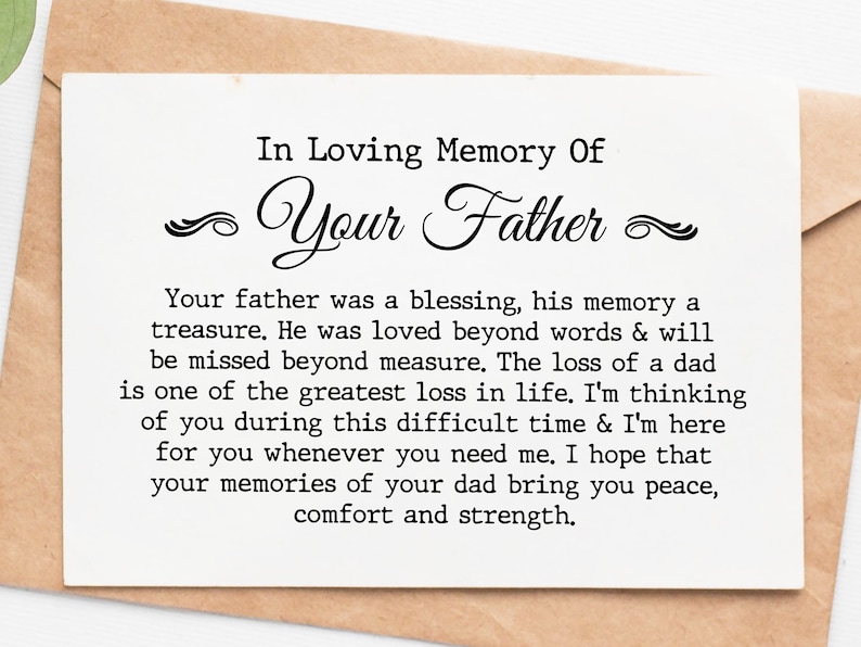 Loss of Father Sympathy Card, in Loving Memory of Your Father ...