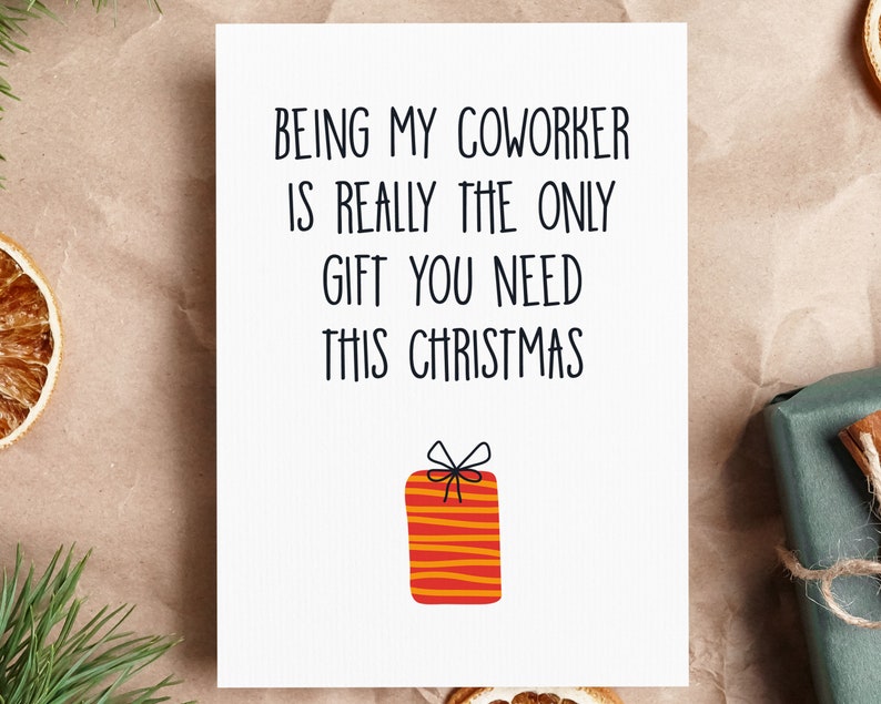 Funny Christmas Card for Coworker, Sarcastic Colleague Xmas Card ...