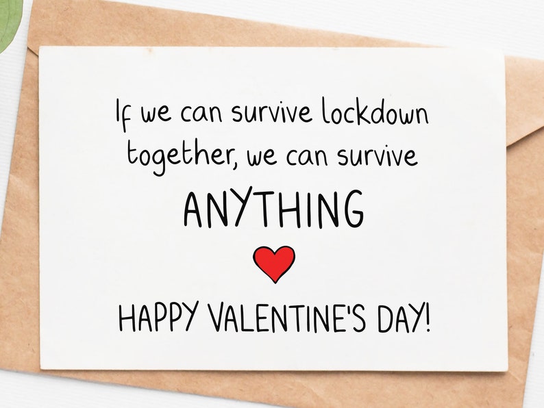 Valentines Day Card for Him or Her, We Survive the Lockdown Funny Love ...