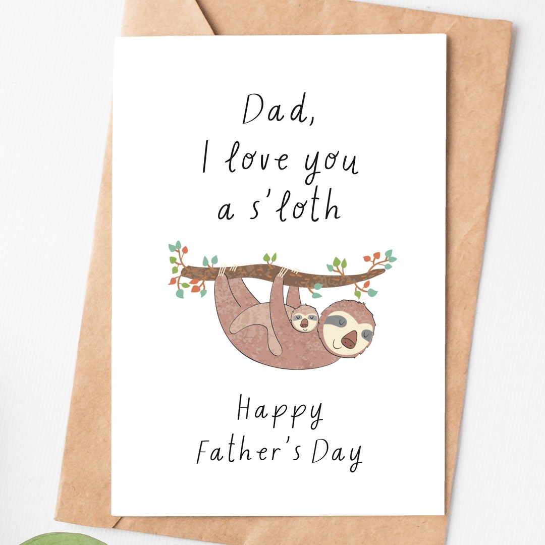 Happy Father's Day Gift, Sloth Dad Card, Cute Daddy Card, Thank You ...