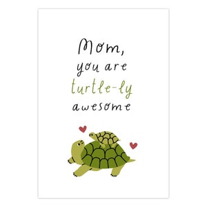 Turtle Pun Mothers Day Card for Mom, Funny Mum Birthday Card From ...