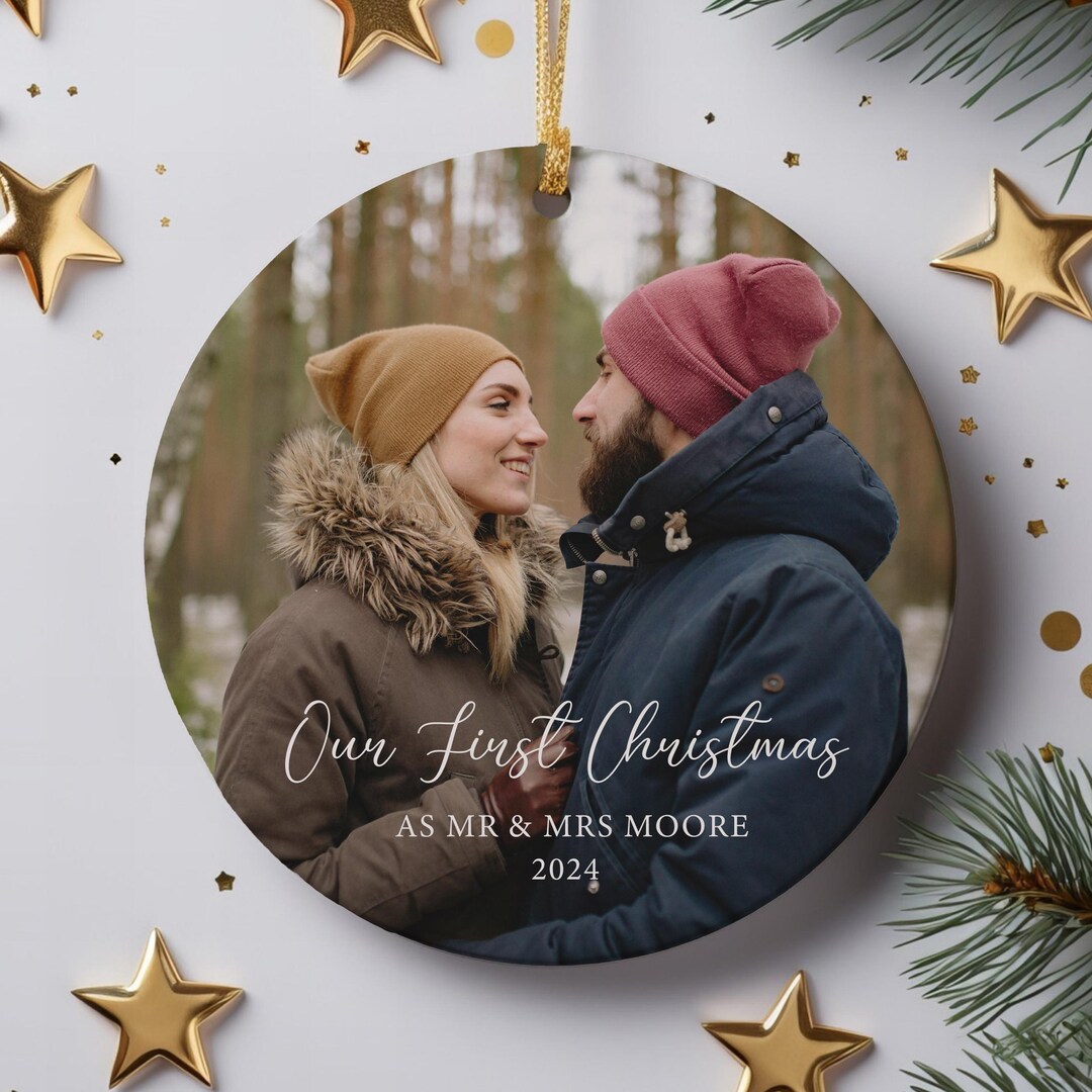 Our First Christmas as Mr and Mrs Ornament, Custom Couple Photo ...