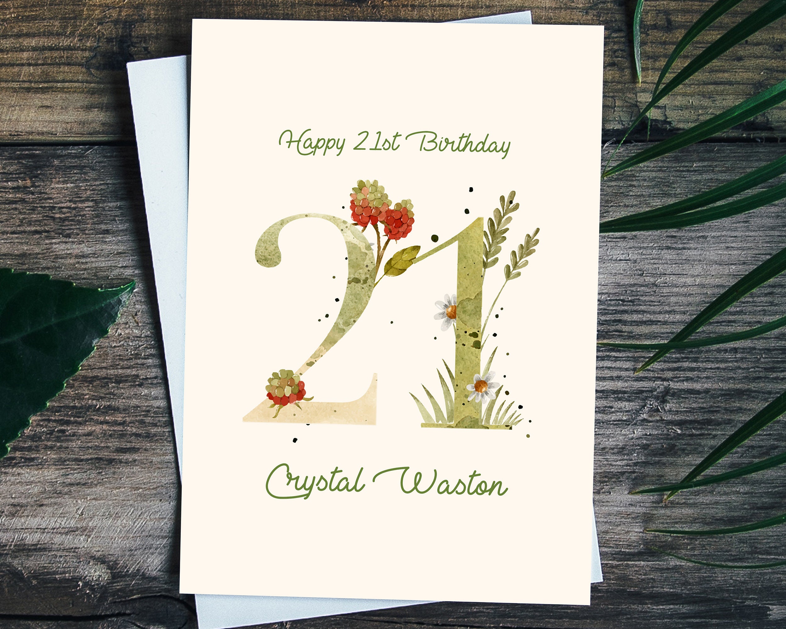 Personalized 21st Birthday Card for Her Turning 21 Flowers - Etsy
