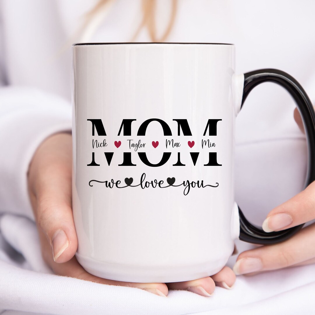 Personalized Mom Love Mug, Custom Kids Name Mug, Mothers Day Gift for ...