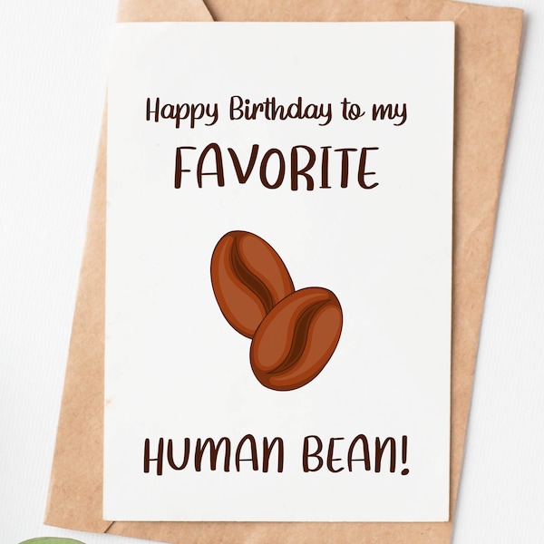 Human Bean Birthday Card - Etsy
